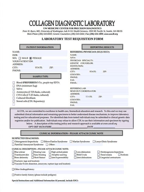Laboratory Requisition Form Pdf