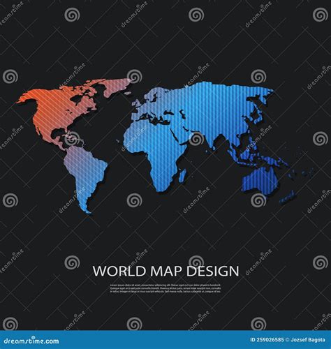 Colorful Abstract World Map Background Design In Editable Vector Format Stock Vector