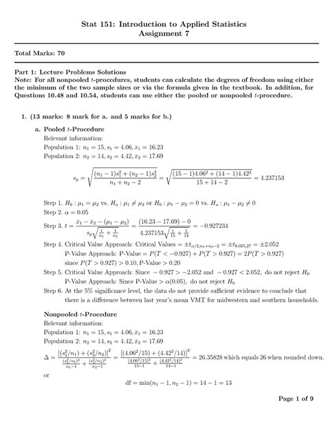 Stat151 Assignment 7 Solutions Warning Tt Undefined Function 32 Warning Tt Undefined