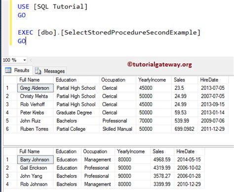 Select Stored Procedure In Sql Server
