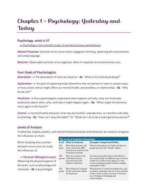 ps101 notes ch 1 2 chapter 1 and 2 chapter 1 psychology yesterday