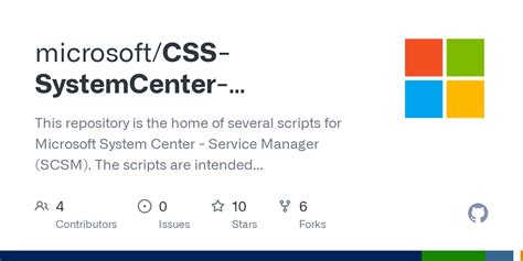 Issues Microsoft CSS SystemCenter ServiceManager GitHub