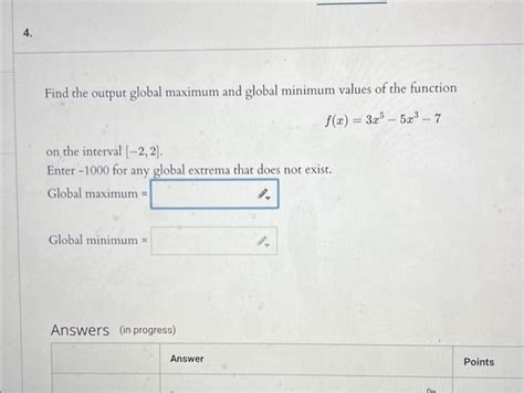 solved find the output global maximum and global minimum