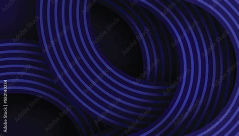 3d Modern Wave Line Abstract Black Background Overlapping Blue Lines With Shadow On Dark