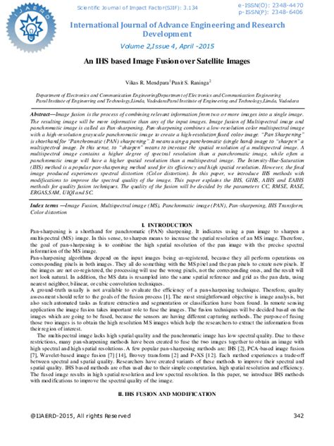 Pdf An Ihs Based Image Fusion Over Satellite Images Vikas R