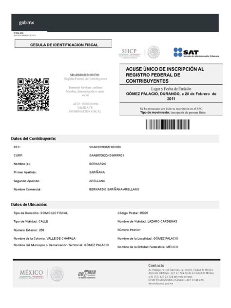 Formato Rfc Descargar Gratis Pdf Gobierno