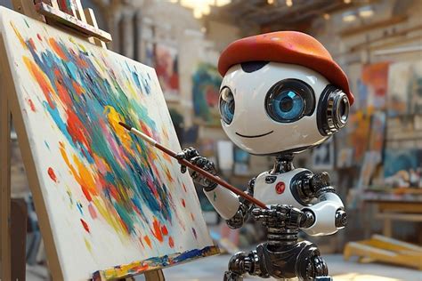 Creative Robot Holding A Paintbrush Premium Ai Generated Image Creative Robot Holding A Paintbrush Premium Ai Generated Image