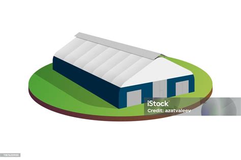 차양 타포린 텐트 임시 창고 전시 터널 홀 항공기 격납고 헛간 건설 건물 와이어 프레임입니다 벡터 아이소메트릭 3d 일러스트레이션 농장에 대한 스톡 벡터 아트 및 기타