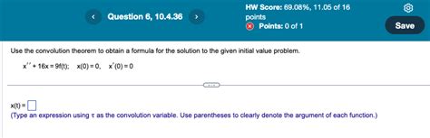 Solved Use The Convolution Theorem To Obtain A Formula For
