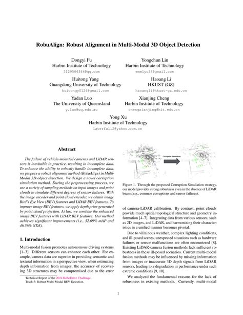 Pdf Robualign Robust Alignment In Multi Modal 3d Object Detection