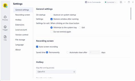 Settings 来也科技流程机器人 Automation Worker