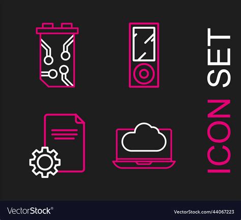 Set Line Cloud Technology Data Transfer Royalty Free Vector