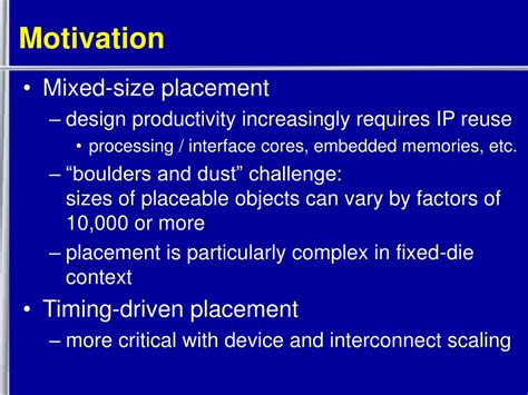 Ppt An Analytic Placer For Mixed Size Placement And Timing Driven Placement Powerpoint