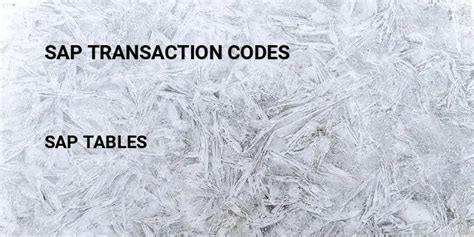 Sap Transaction Codes Table In SAP
