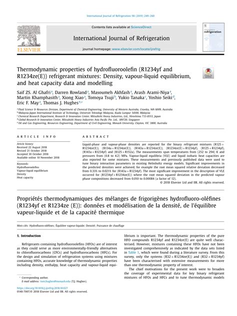 Pdf Measurement And Modelling Of The Thermodynamic Properties Of Carbon Dioxide Mixtures With