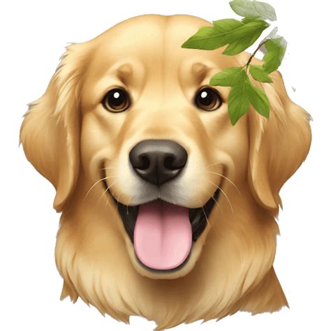 Golden Retriever With Tree Branch In Mouth Emoji Ai Emoji Generator