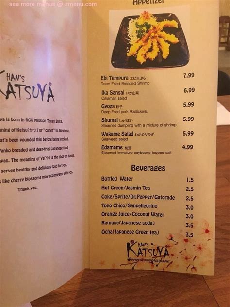 Online Menu Of Hans Katsuya Restaurant Mission Texas 78572 Zmenu