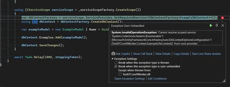 C Cannot Resolve Scoped Service Xxienumerable`1 Xxidbcontextoptionsconfiguration`1 Xx