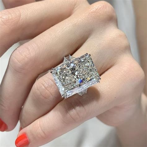 1126ct Three Stone Radiant Cut White Sapphire Engagement Ring