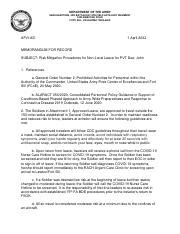 EXAMPLE Risk Mitigation Memo LEAVE PACKET Pdf DEPARTMENT OF THE ARMY HEADQUARTERS RD