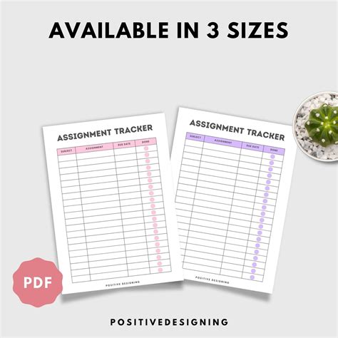 Assignment Planner Assignment Tracker Table Assignments Homework