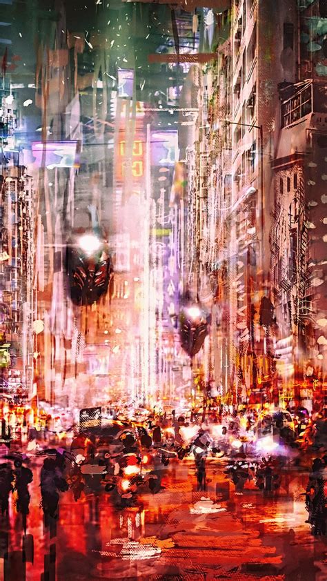 Download Futuristic City Night Cyberpunk Iphone X Wallpaper