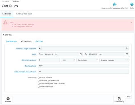 Discount Error Invalid Dateto Field · Issue 22051 · Prestashopprestashop · Github