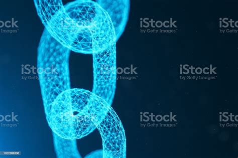 블록 체인 개념 디지털 블록 체인 기술입니다 Cryptocurrency 디지털 코드의 개념 블루 도트 네트워크 추상적인 배경 3d 그림에 빛나는 삼각형의 낮은 다각형 그리드