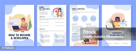 How To Become Developer Flat Vector Brochure Template Stock Illustration Download Image Now