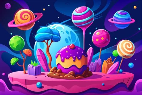 Premium Vector Candy Fantasy Planet Vector Illustration Cartoon Magic