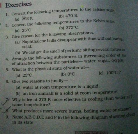 Exercises 1 Convert The Following Temperatures To The Celsius Scale A