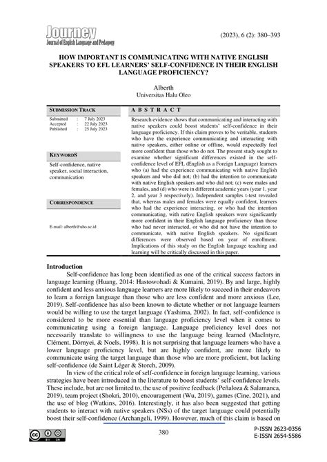 Pdf How Important Is Communicating With Native English Speakers To Efl Learners Self