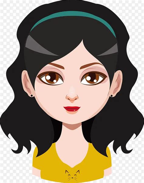 黑色长发卡通女人图PNG图片素材下载 图片编号yolnekjv 免抠素材网