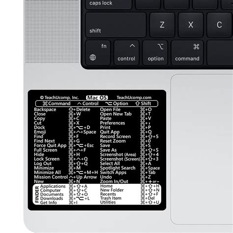 Teachucomp Keyboard Shortcuts Sticker For Mac Os Monterey Big Sur Catalina Mojave Vinyl