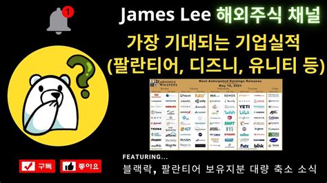 가장 기대되는 기업실적 팔란티어 디즈니 유니티 등 Youtube