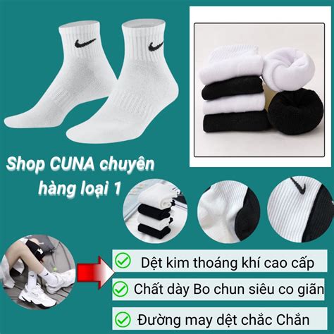 Mua Tất Nike Cao Cổ CUNA Vớ Nam Nữ Cổ Cao Ngắn Unisex Cao Cấp Trơn Màu Trắng Đen Thể Thao Dài