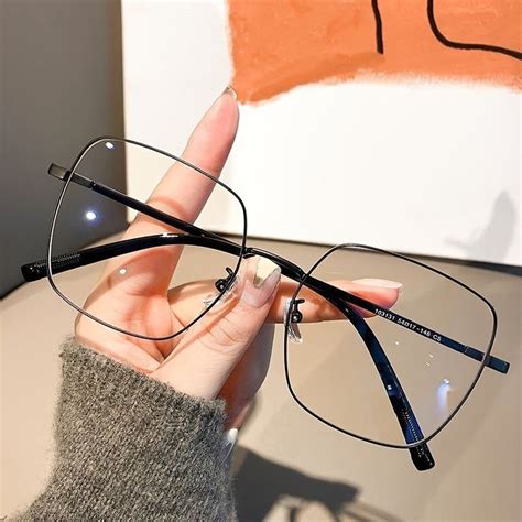 Large Square Clear Lens Glasses For Women Men Teens Trendy Blue Light