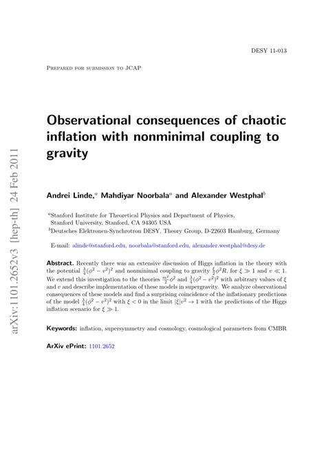 Pdf Observational Consequences Of Chaotic Inflation With Nonminimal