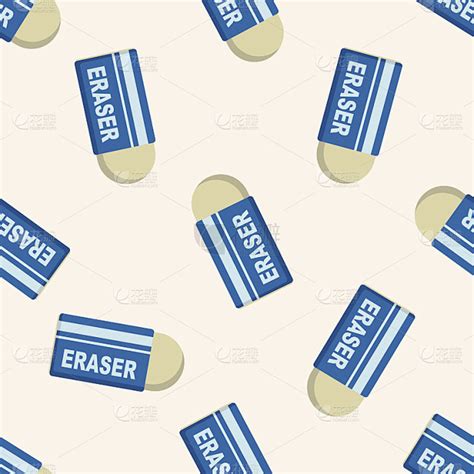 橡皮擦，卡通无缝图案背景