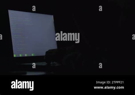 Hacker Typing Code Creating Computer Virus Programmer Working Late At Night Stock Video