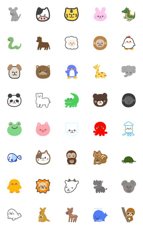 動物の絵文字 シンプルのLINE絵文字画像情報など