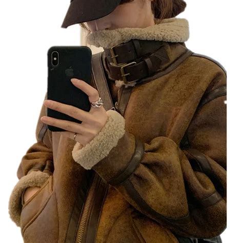 2020new 가을 겨울 여성 스웨이드 양 양모 코트 패션 지퍼 슬림 모터 차량 쇼트 자켓 두꺼운 따뜻한 겨울 코트 파커 베이식 쟈켓 Aliexpress