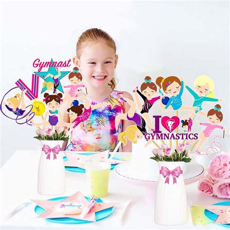 Thinkstar 30pcs Gymnastics Party Centerpieces Sticks Gymnast Girl Table