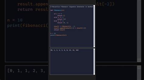recursive fibonacci sequence generator in python learnpython coding