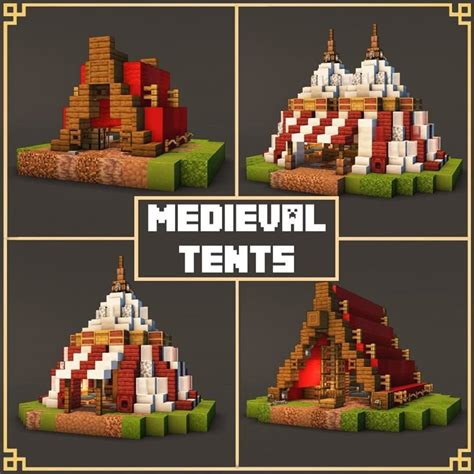 Medieval Tents Minecraft Tasarımları Minecraft Evleri Minecraft