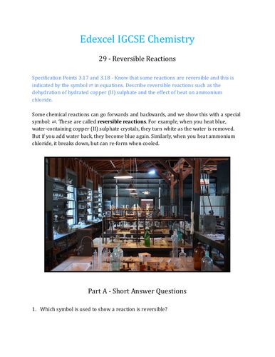 Edexcel Igcse Double Award Science Chemistry Worksheets The Complete Course Teaching Resources