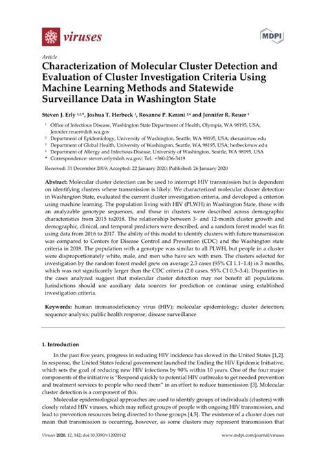 Pdf Characterization Of Molecular Cluster Detection And Evaluation Of Cluster Investigation