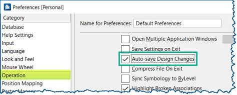 Prostructures Auto Save Design Changes And Save Settings On Exit Options In Preferences Dialog