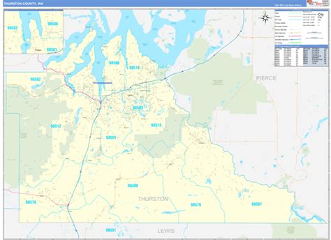 Thurston County Wall Map Premium Style