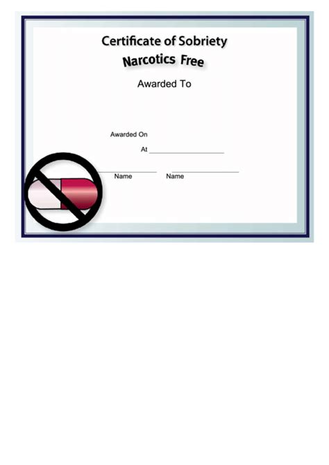 Narcotics Free Certificate Template Printable Pdf Download